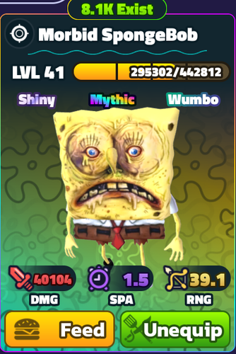 SHINY WUMBO (MORBID SPONGEBOB) | SpongeBob TOWER DEFENSE | eBay