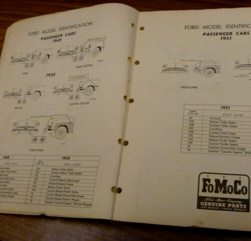 1952 Ford Mainline Coupe Sedan CHASSIS Parts Catalog Manual | eBay