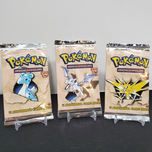 Full Artwork Set Of 3 Pokemon Fossil 1st Edition Booster Packs Sealed ...