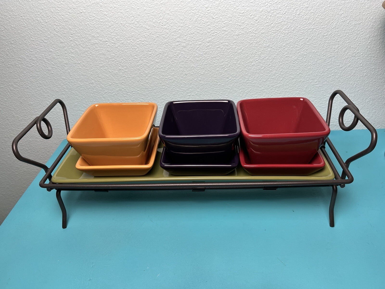 Pampered Chef Simple Additions Serving Condiment Set Metal Stand | eBay