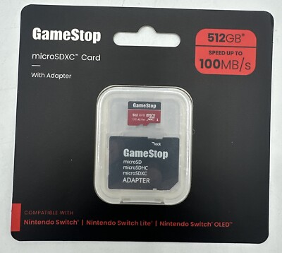 GameStop 512GB U3 Micro SD Card with Adapter. NEW SEALED Microsdxc 512 ...