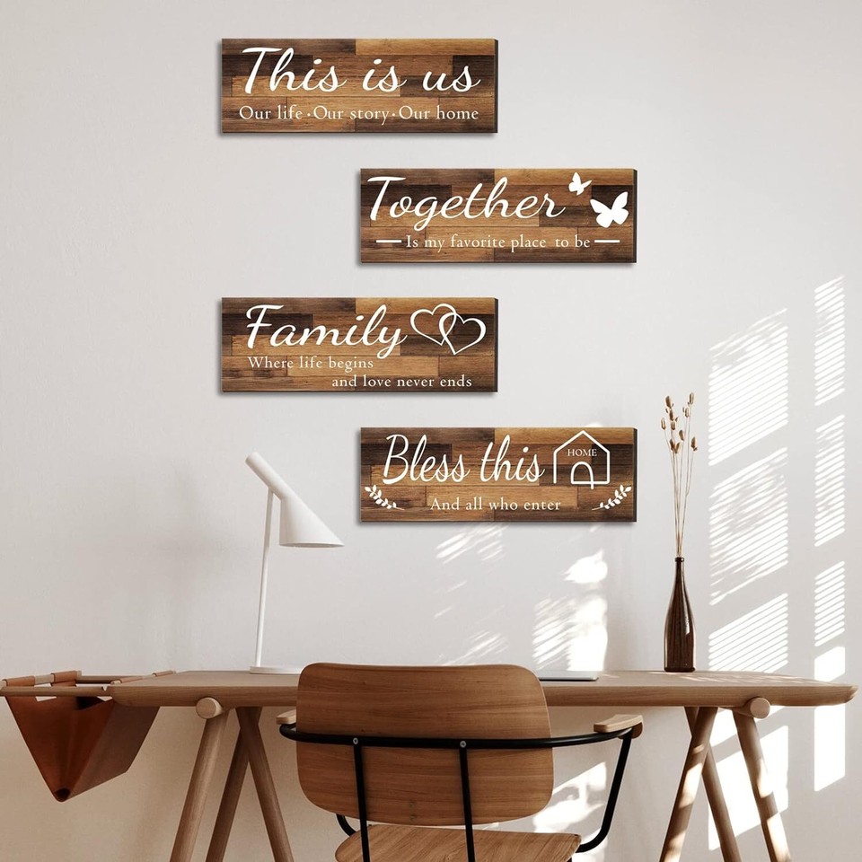4 Pieces Home Wall Signs, THIS IS US/TOGETHER/BLESS This US | eBay