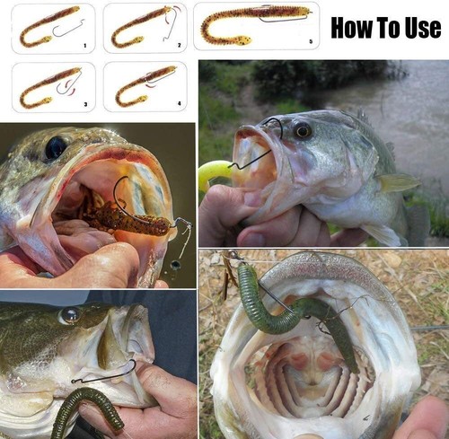 9KM 25~50pcs Soft Plastic/Worm Hooks Soft Bait Jig Fish Hooks 24.3~56 ...