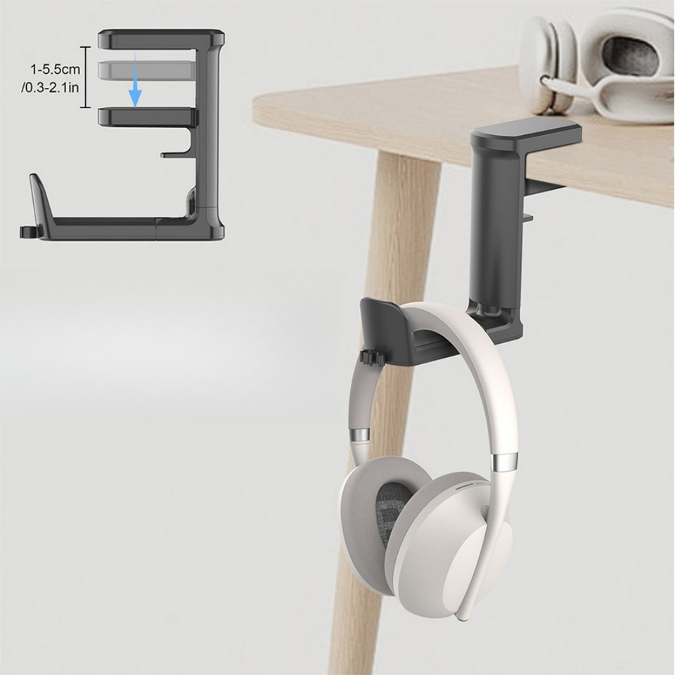 Rotating Headphone Stand PC Gaming Headset Holder Adjustable Under Desk ...