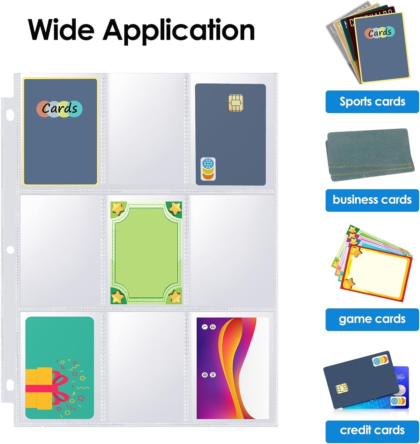 540 Baseball Card Sleeves Trading Photocard Binder Sheets Protectors 9 ...