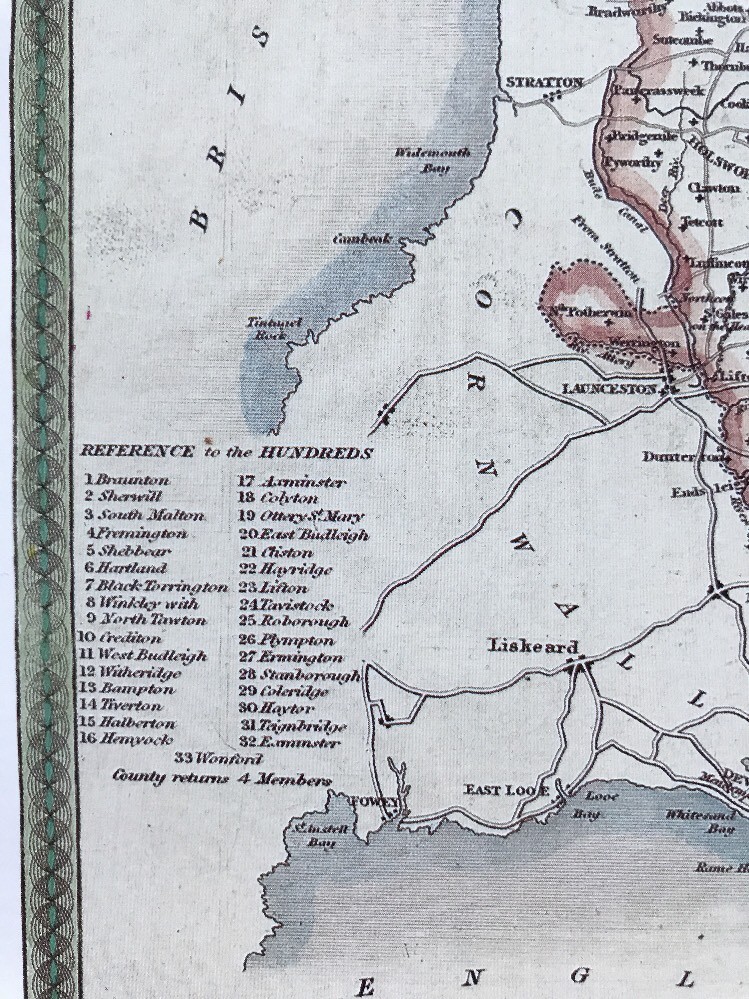Old Antique Victorian map of Devon, England: c1830's: Moule: 9” x 12 ...