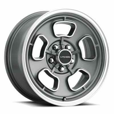 15 inch 15x5.5 Vision 148 SHIFT Gray Machined wheel rim 5x4.75 5x120.65 ...