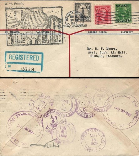 Canal Zone First Flight Cover Balboa - Cristobal to Tela Honduras 1929 ...