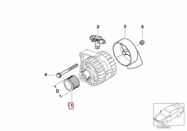 Genuine 12317552352 BMW Pulley Alternator DB 49mm for sale online | eBay