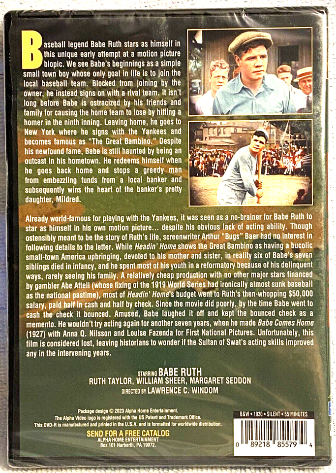 HEADIN' HOME Starring Babe Ruth As Himself *SEALED* DVD | eBay