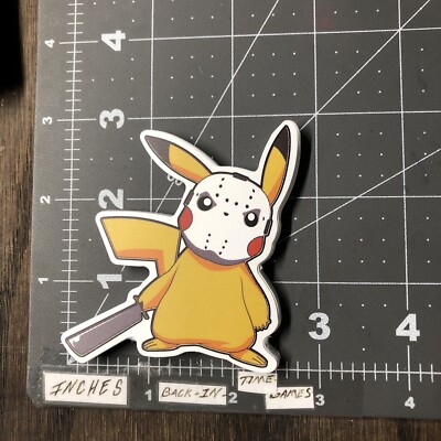 Pikachu Friday 13th Adult Humor Skateboard Laptop Guitar Phone Sticker ...