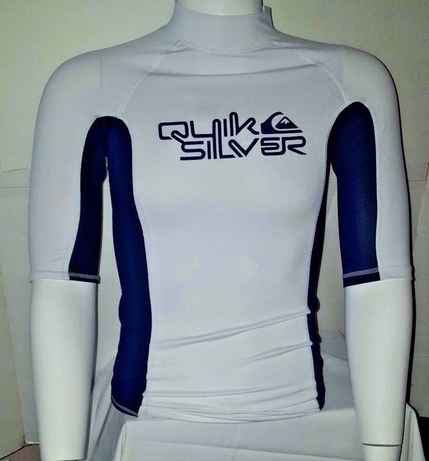Quicksilver Rashguard Bl/Wh All Time 3/4 Sleeve Rash Tank Outdoor Nw ...
