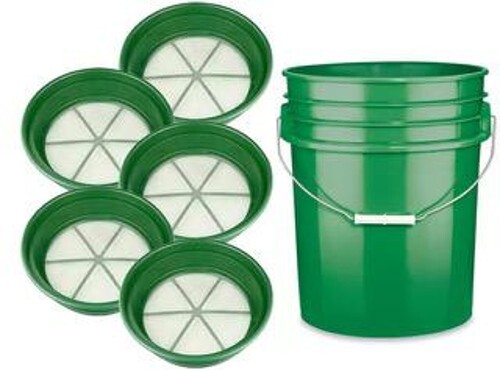 5pc CLASSIFIER SIFTING PAN SET FOR GOLD PANNING FREE Green 5-Gallon ...