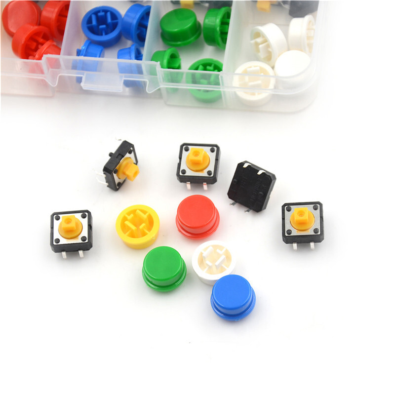 Tactile Push Button Switch Momentary Tact & Cap 12x12x7.3mm Kit Arduin ...
