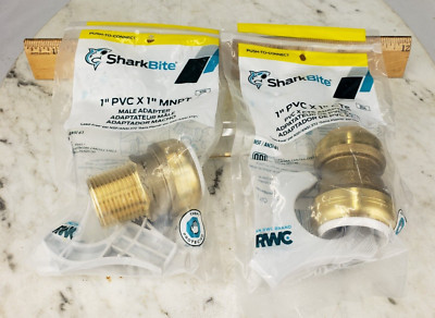 2x SharkBite Brass Fitting - 1" PVC x 1" MNPT & 1" CTS UIP140 UIP4020 ...