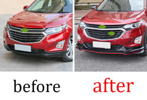For Chevrolet Equinox 2018-2021 Black + Red Front Bumper Lip Spoiler ...