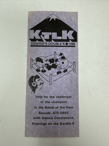 1975 Battle Boxing Ring KTLK Denver Radio 1280 Music Chart Survey ...