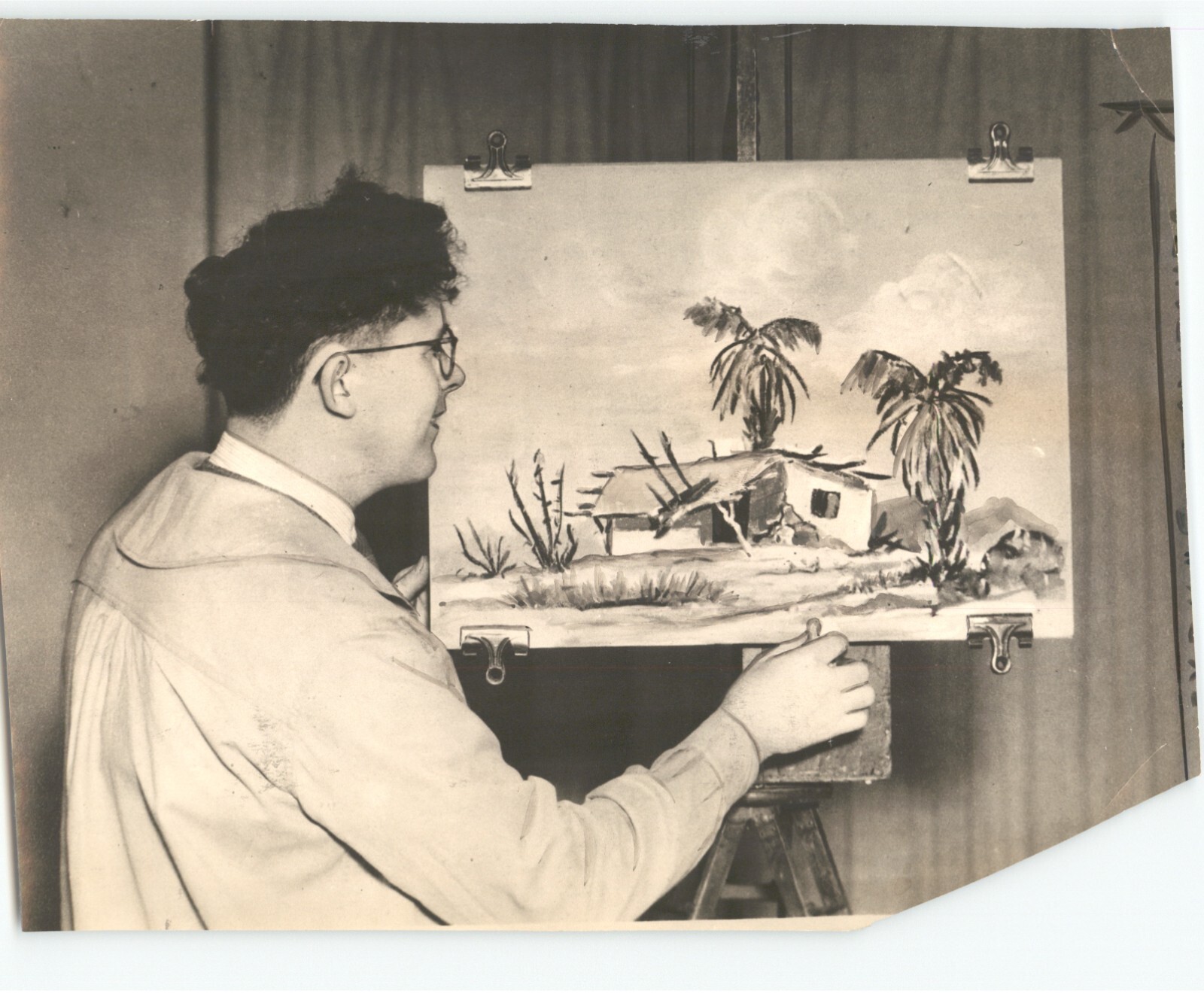 Reverend Elmer Gandy ARTIST at Nazarene Church PAINTING Vintage 1943 ...