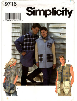 Simplicity 9716 Shirt Unisex Sewing Pattern Uncut Size XS S M | eBay