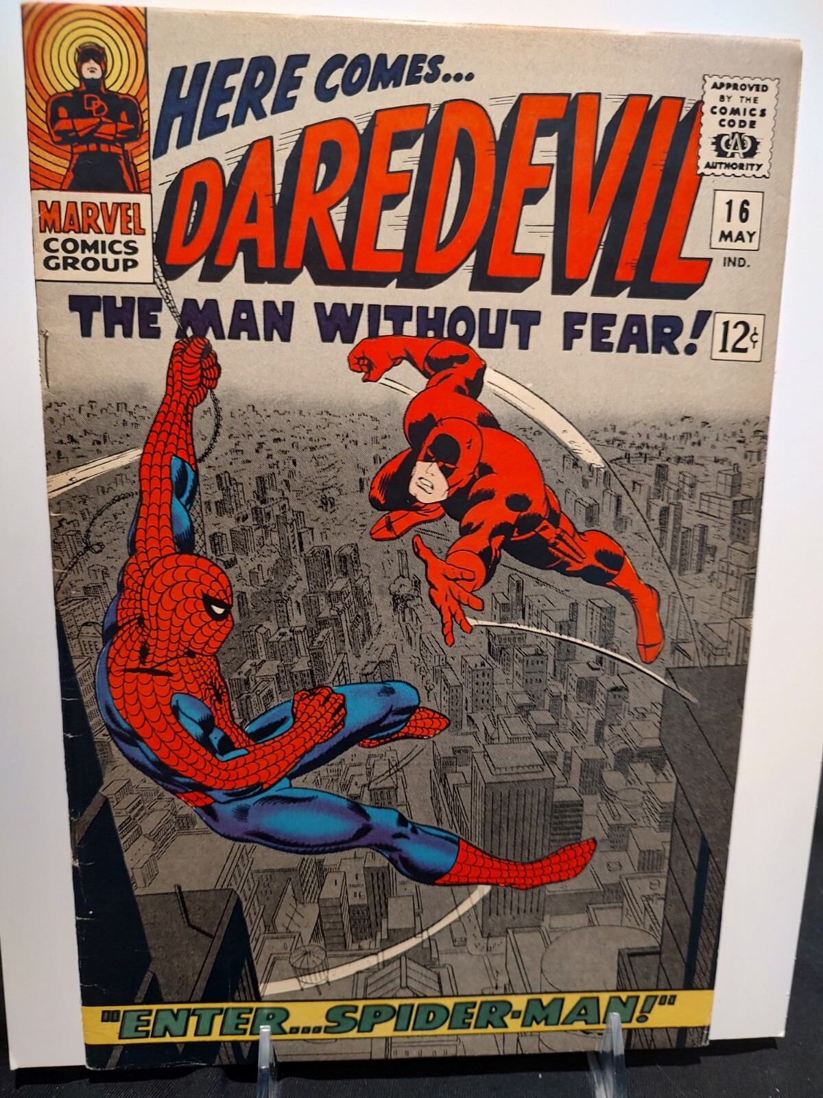 DAREDEVIL #16 - NICE FN 6.0 - 1ST ROMITA SPIDEY - 1966 - LOW $175 B.I.N ...