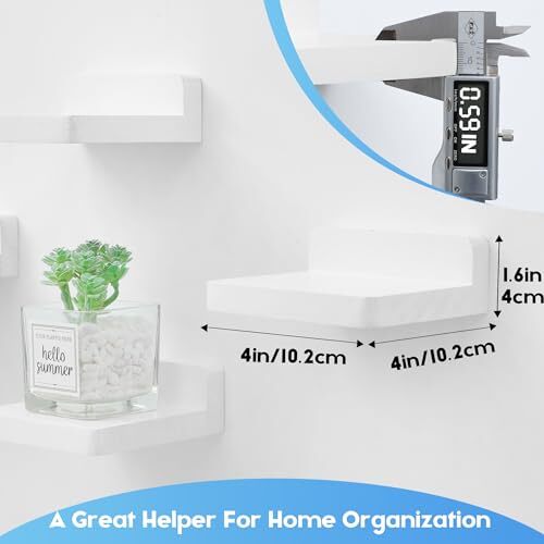 White Small Floating Shelf,4x4 Inch Display Ledges for Wall,Mini ...