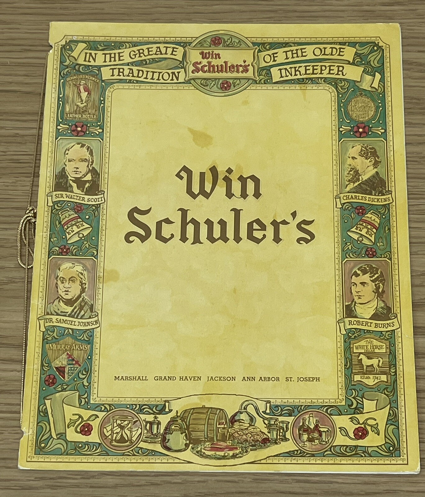 1968 Win Schuler's Restaurant Menu Michigan St Joseph Jackson Marshall ...