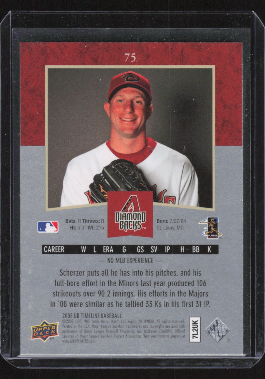 2008 Upper Deck UD Timeline Max Scherzer #75 Rookie RC Arizona ...