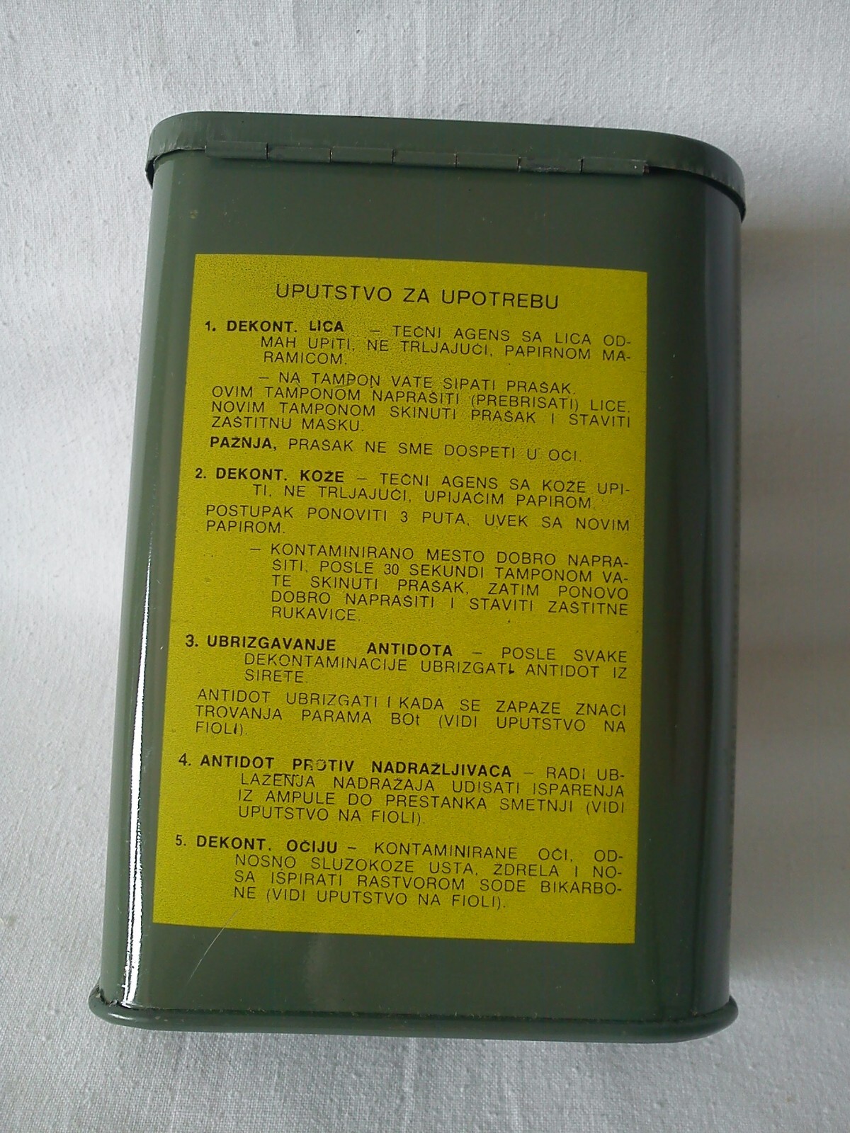 JNA DECONTAMINATION SET, LPD MODEL 2, FIRST AID KIT, YUGOSLAVIA ...