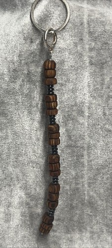 Handmade Laminate Wood Bead Keychain With Hematite Beads 6 1/2" NEW | eBay