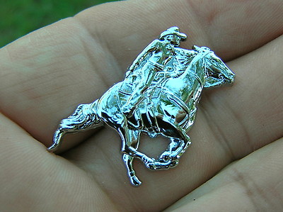 HORSE ROPING RIDING CHROME LAPEL PIN Badge *HIGH QUALITY* Equestrian ...