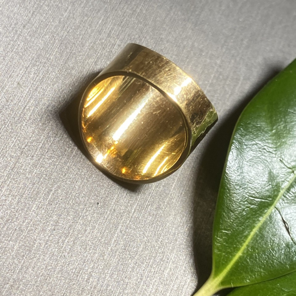 Vintage Ring Estate Jewelry Gold Plated Hammered Size 6 Fluted Cigar ...