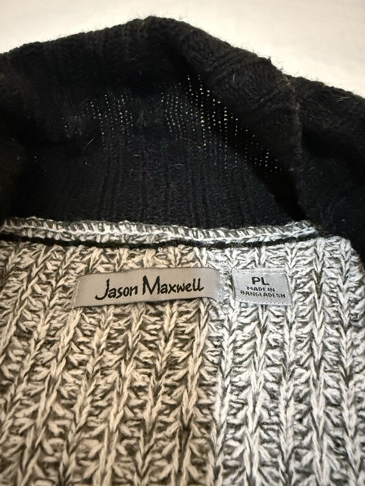 Jason Maxwell Sweater Shawl Collar Tight Knit Cardigan Grey Tone, Large ...