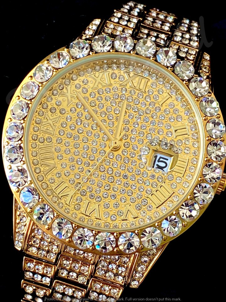 Mens Custom Fully Ice out Bling Round Icy Watch Iced Cz Quality ...
