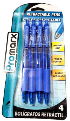Promarx Grippy 1.0mm Retractable Pens Blue Ink Comfort Grip 4-pack | eBay