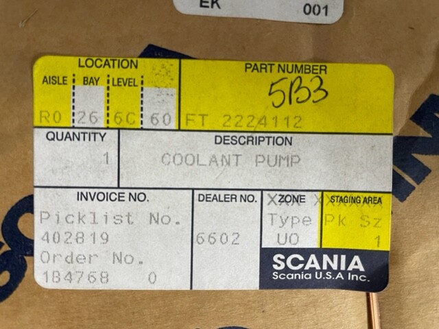 Scania Coolant Pump 2224112 for sale online | eBay