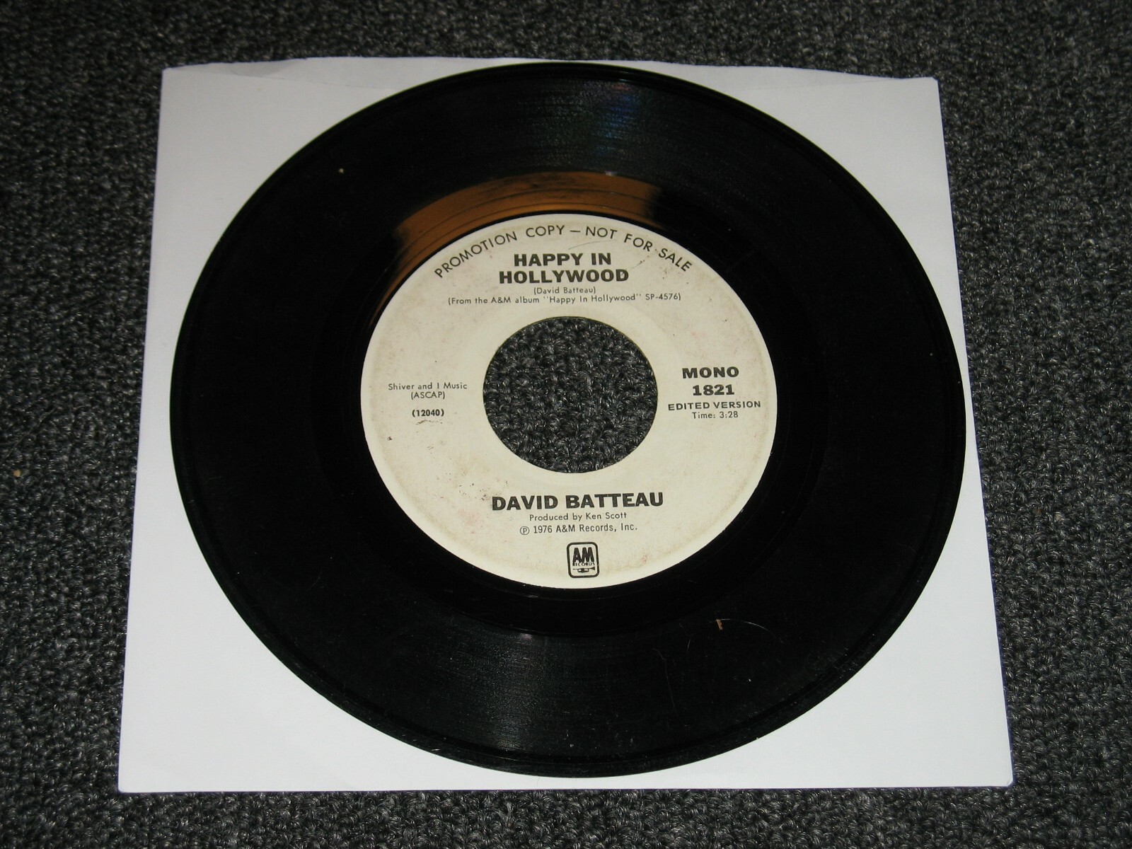 Happy in Hollywood David Batteau Promo 45 A&M Records 1821 VG+ | eBay