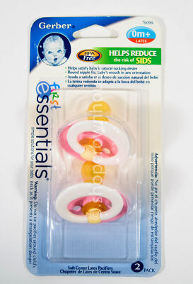 Gerber Nuk First Essentials 2-pk SOFT CENTER Pacifiers BPA Free latex ...