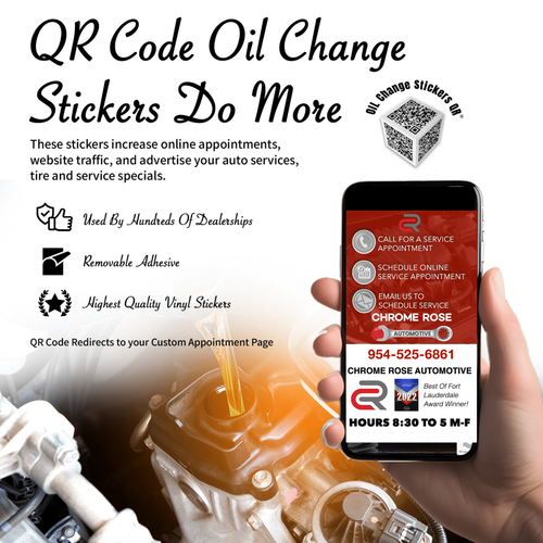 500 Oil Change Stickers Appointment QR Code, Service Info & Printer ...