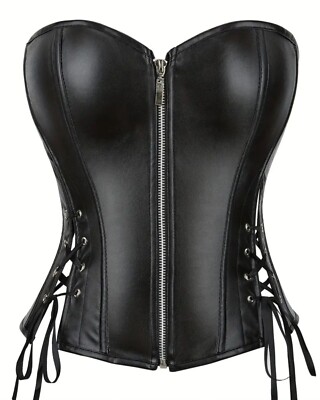 Leather Bodywear, Punk Style Zipper Front Lace Up, Sides and Back ...