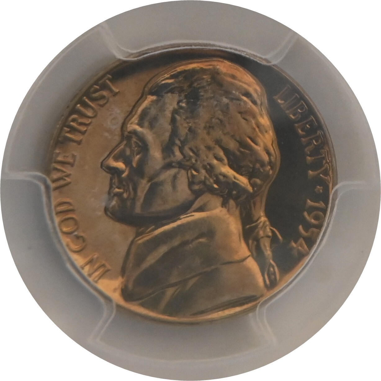 ONE OF PR66 1954 JEFFERSON NICKEL PCGS GRADED NATURALLY TONED PROOF ...