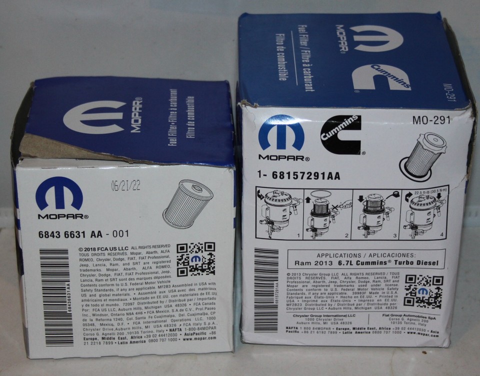 2019 2020 Ram 2500 3500 4500 Mopar Diesel Fuel Filter Set 68436631AA ...