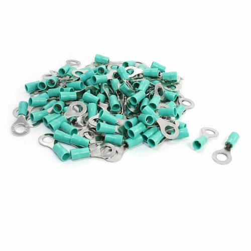100Pcs Green PVC Insulating Sleeve Ring Terminals Cable Lug RV5.5-8 ...