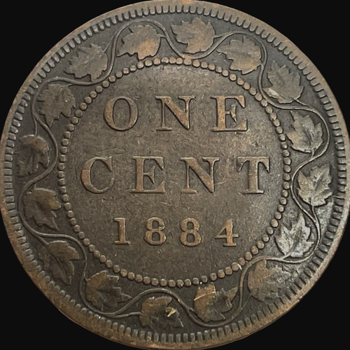 1884 Canadian Large One Cent Coin Canada Queen Victoria 1c Penny KM# 7 ...