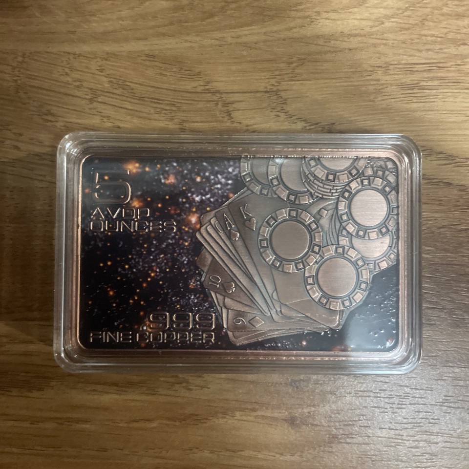 Copper .999 5oz Bar ‘Nightmare Flush’ ‘Poker Villains’ Dracula ...