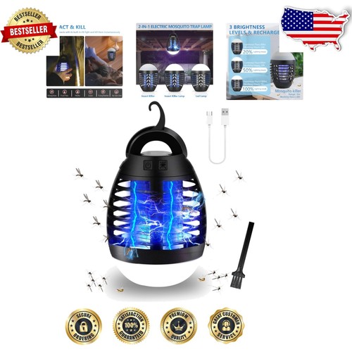 Compact Waterproof Bug Zapper with USB Rechargeable Lantern - Outdoor ...