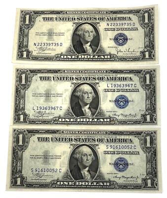 Lot of 3 1935 Series US Silver Certificate $1 Dollar CU Grade Paper ...
