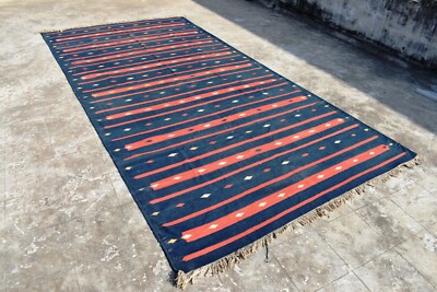 Antique Hand Woven Indian Dhurries Jail Dhurrie Rugs Carpet Area Rug ...