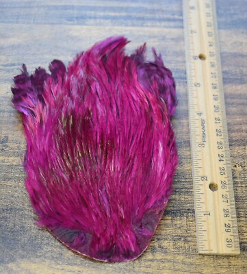 Lot 9, Dyed Fuchsia India Rooster Streamer Neck Cape Feathers for Fly ...