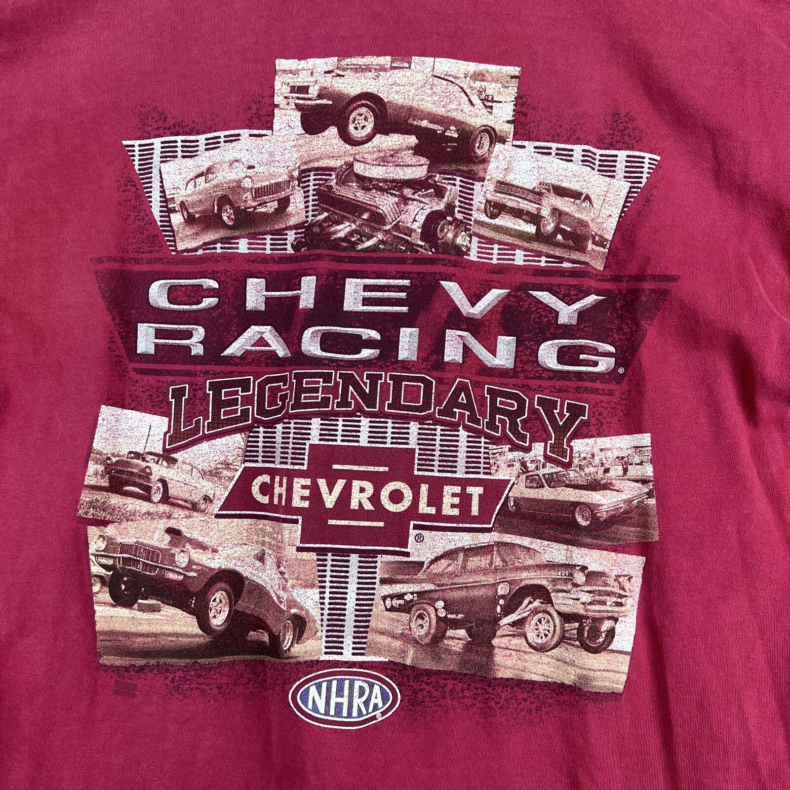NHRA Chevy Racing Legendary Tshirt Men Size XL Red Dr… - Gem
