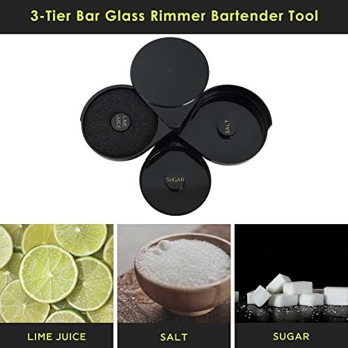 3tier Bar Glass Rimmer Bartender Tool With Sponge 3tray Black Plastic ...
